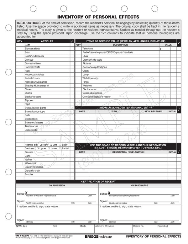 Printable Patient Belongings Inventory Form - Printable Forms Free Online Printable Patient Belongings Inventory Form - Printable Forms Free Online
